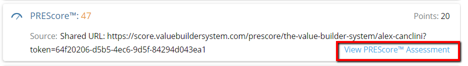 Where Can I View A Completed PREScore™? – Value Builder System