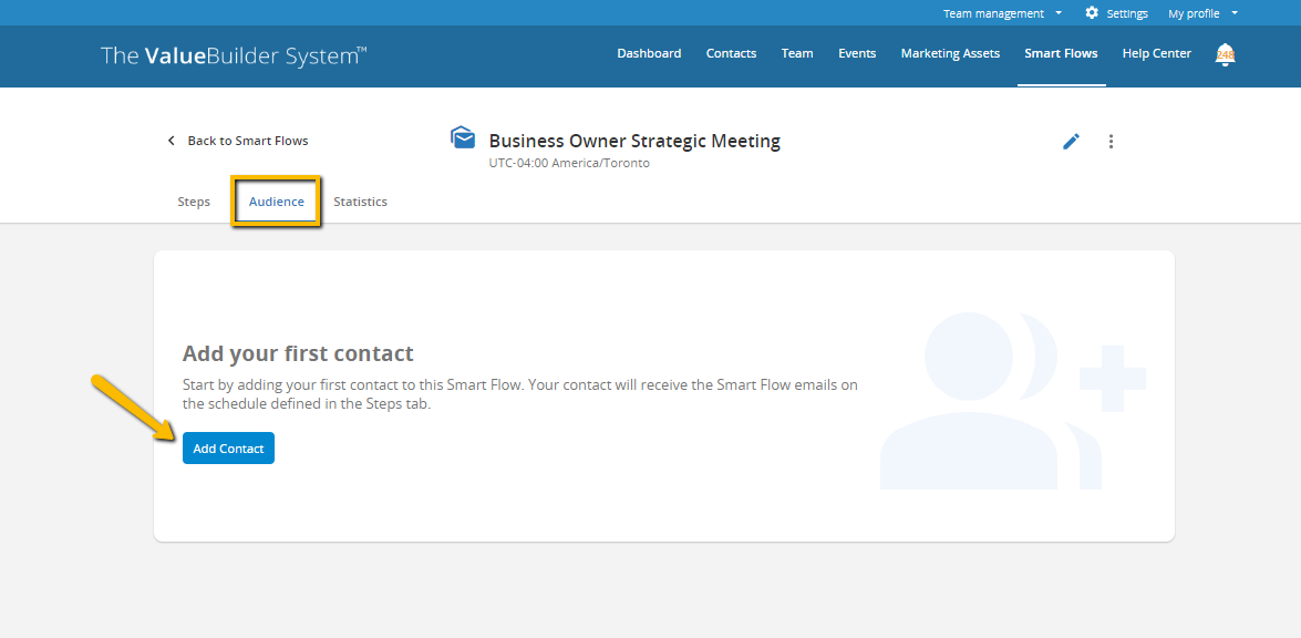 Where can I add contacts to a Smart Flow? – Value Builder System