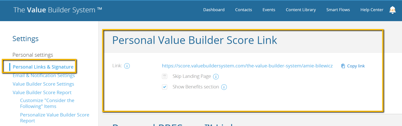 Personal Value Builder Score Link – Value Builder System