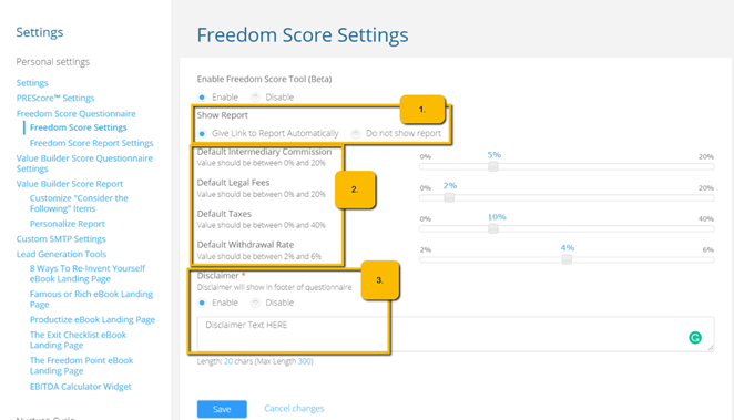 Freedom Score Tool Guide – Value Builder System