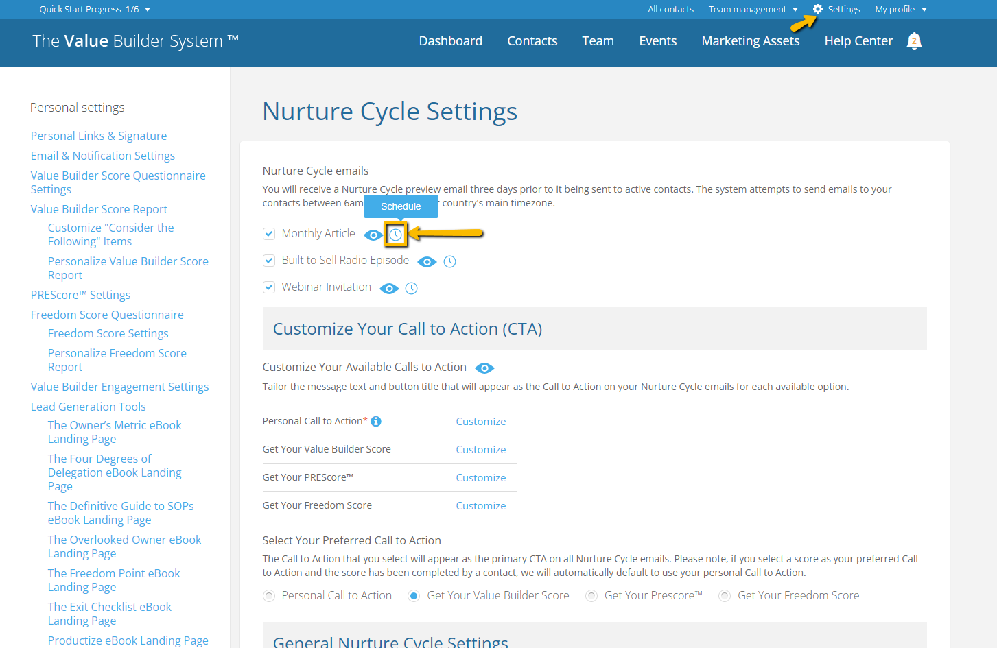 Nurture Cycle Updates – Value Builder System
